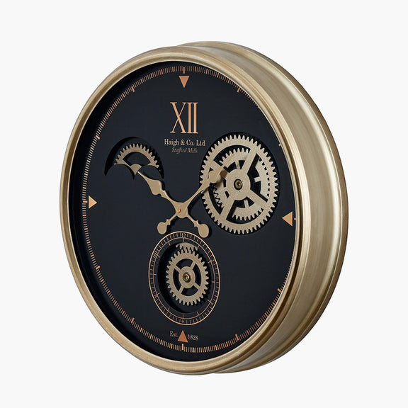 Black and Champagne Gold Wood Working Cog Wall Clock – Smyth's Homevalue
