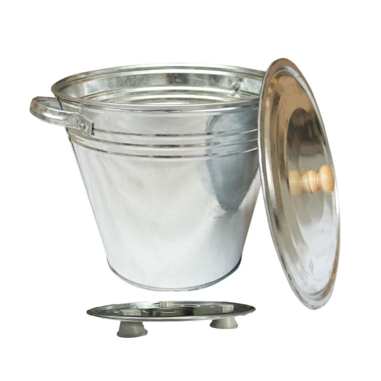 Galvanized Ash Bucket with Lid and Stand – Smyth's Homevalue