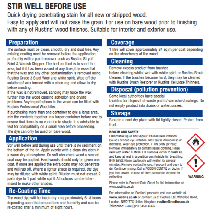 Rustins 250Ml Interior / Exterior Wood Dye - Pine – Smyth's Homevalue